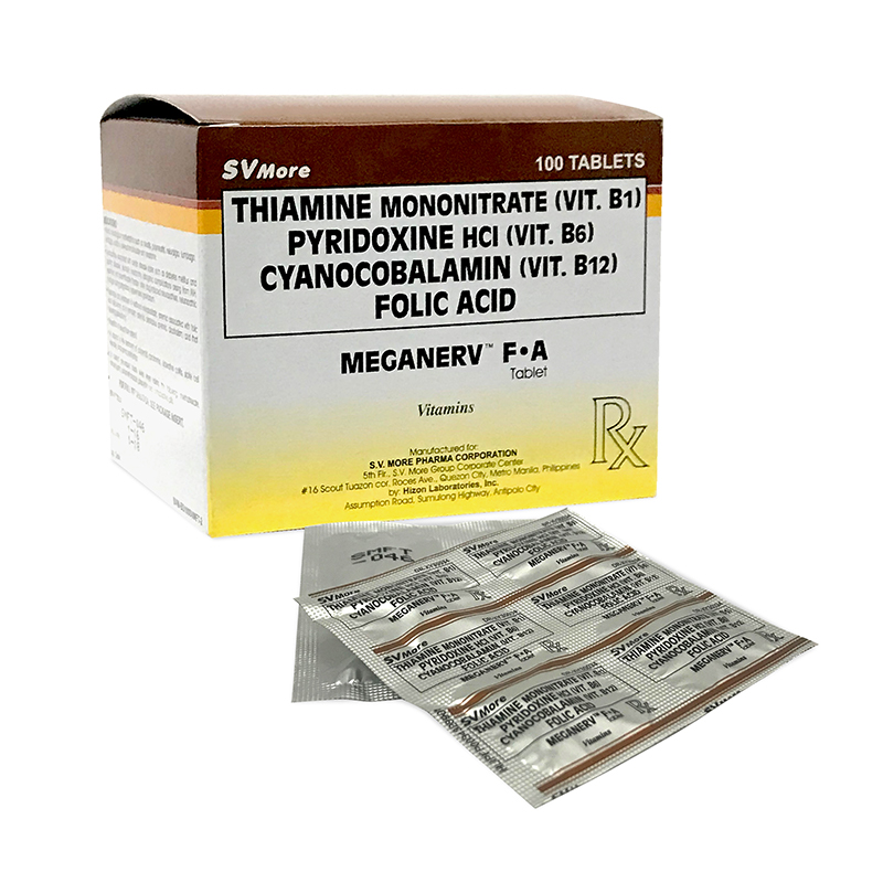 MEGANERV FA Vit. B1 / Vit. B6 / Vit. B12 / Vit. B9 (Folic Acid) 100mg ...